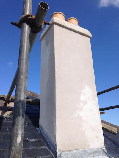 Lime Rendering Chimney Stack In Ruan Minor